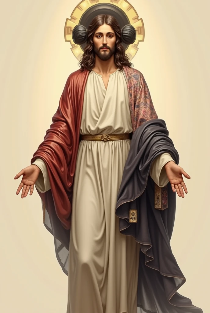 Jesus in full height, look down and in the pose as on the icons usually ...