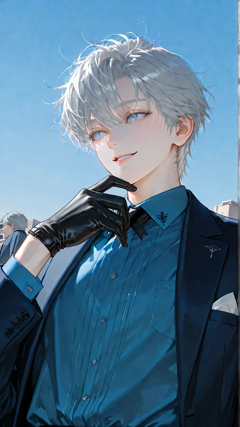 8K, 아름다운 Masterpiece, 32 year old man , elegant, smile, messy hair ...