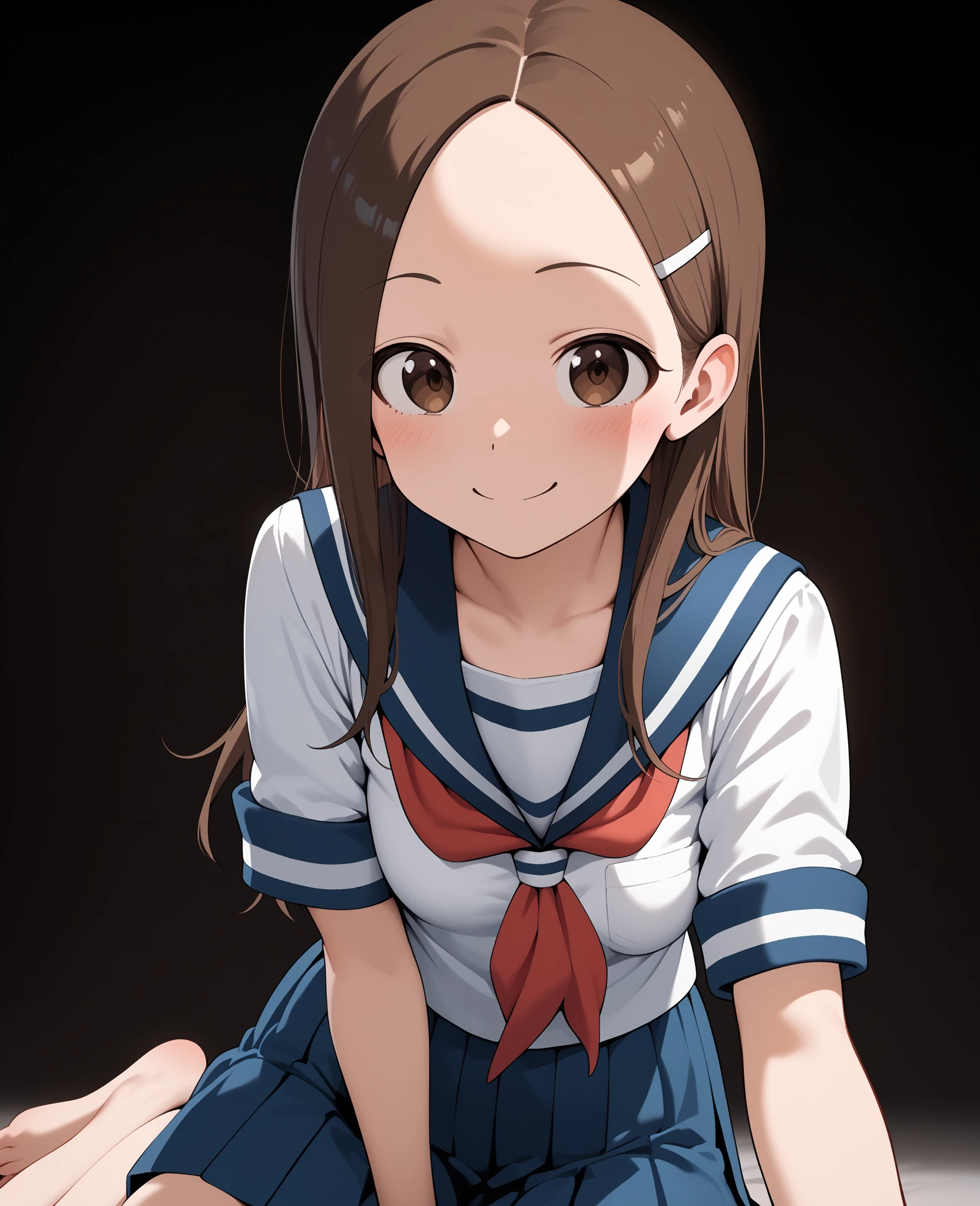 Teasing expert Takagi small breasts sailor suit brown eyes - SeaArt AI