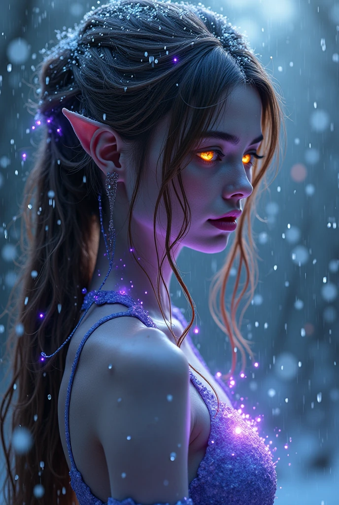 In a semi-real anime style, in the heart of a decaying Snow, a grungy ...