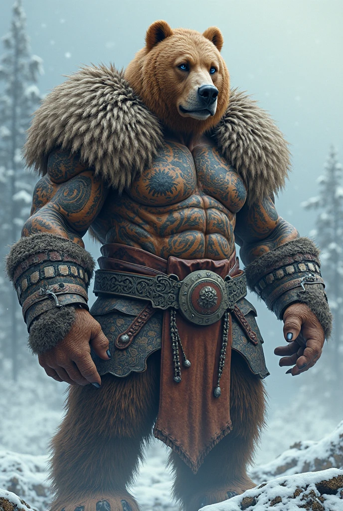 Ultra-realistic portrait of a colossal Russian titan with a powerful ...