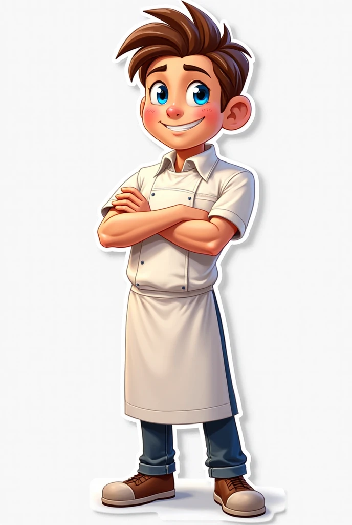 Cooking mama style picture of a blue eyed handsome baker crossing his ...