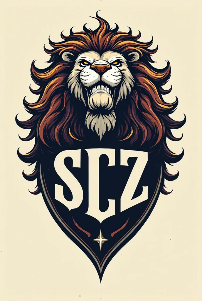 Lion logo with the letters SCZ FAMILY LIKE A SHIELD - SeaArt AI