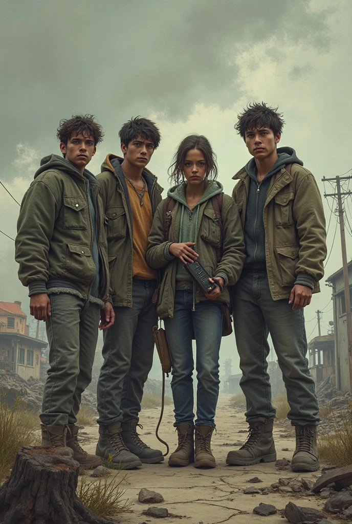A post-apocalyptic world where there is a group of four, THREE ADULT ...