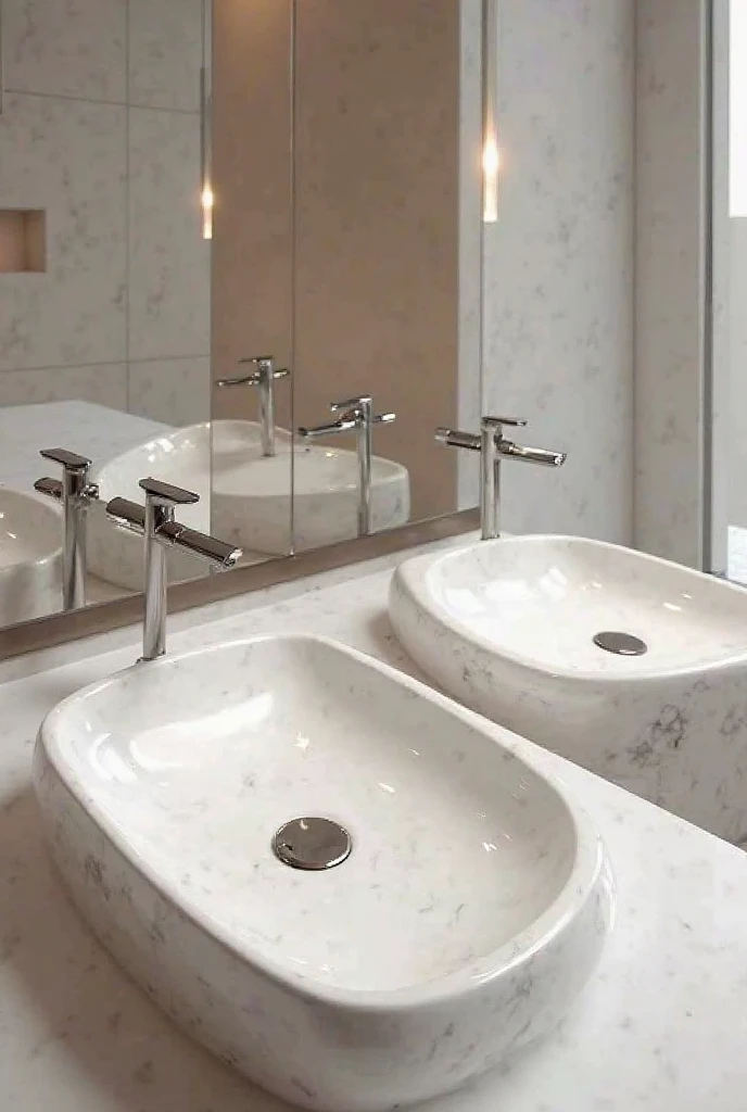 Face and hand washing basins made of artificial marble in 2045 - SeaArt AI