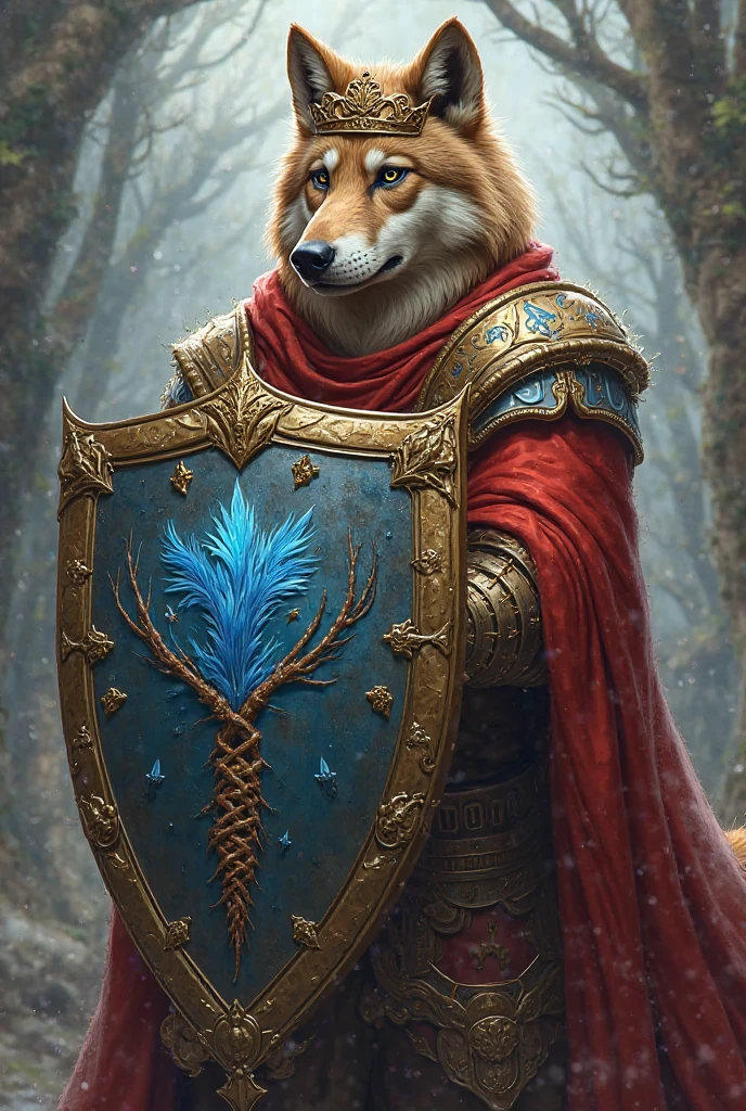 It's more for a shield, I mean a normal wolf, With a crown and blue ...