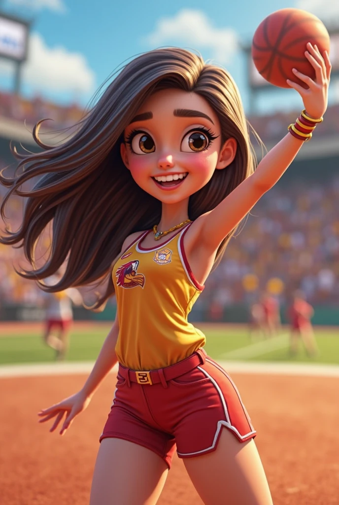 mascot animation brunette with straight hair and brown eyes - SeaArt AI