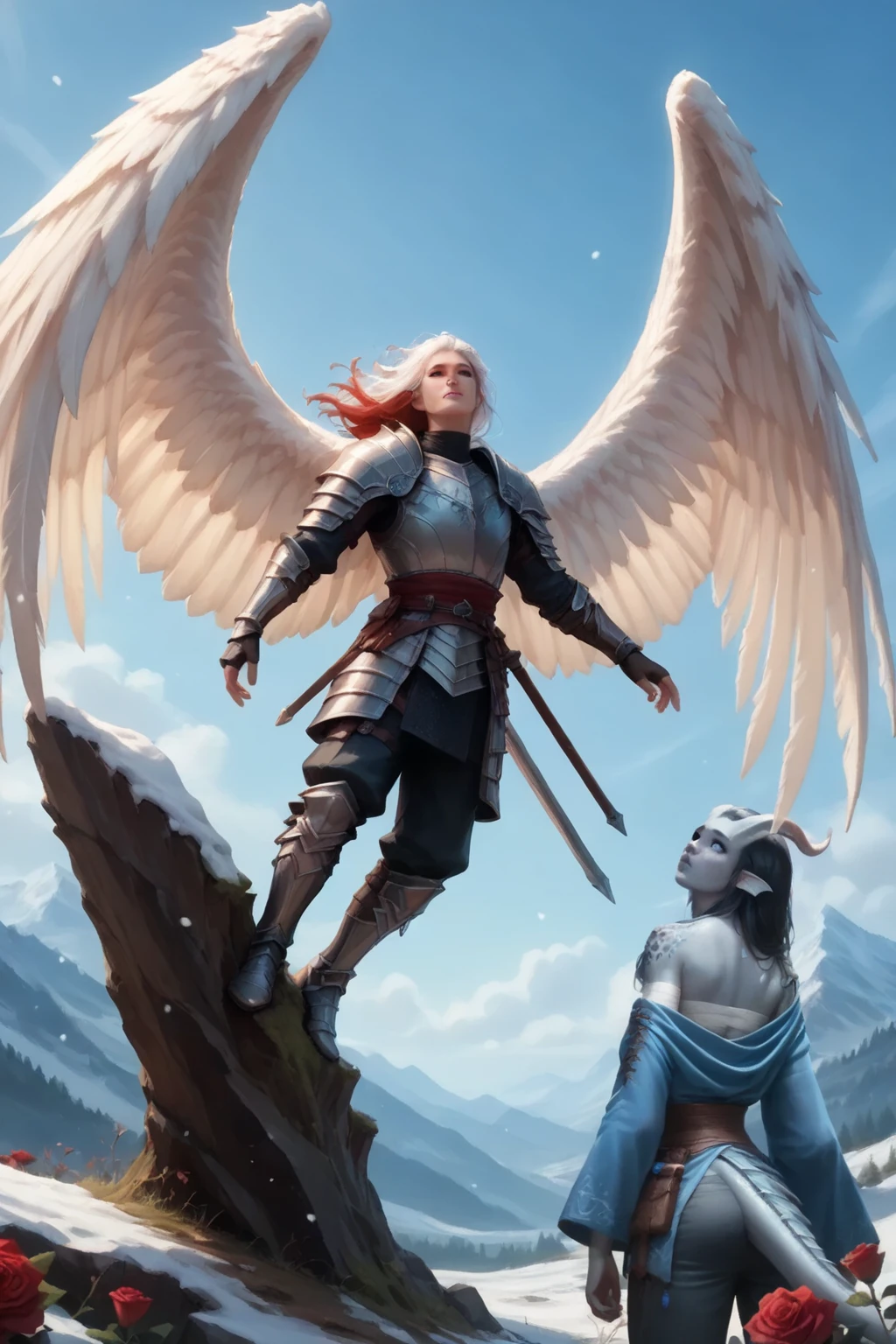 (cedar, 1 adult Tiefling girl, dark blue-gray skin :1.5), (35 years old ...