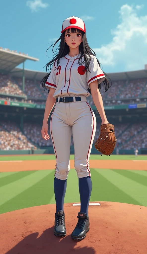 "She is a stunning Japanese female baseball player with soft - SeaArt AI