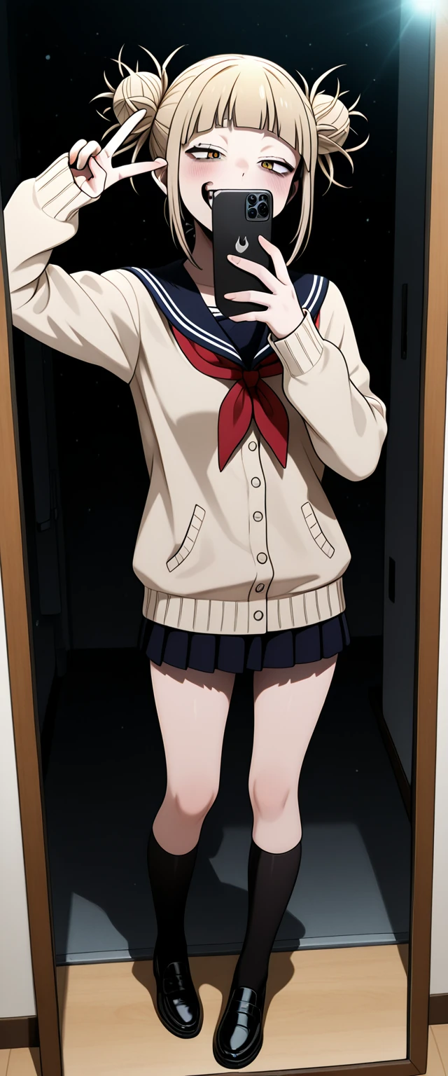 Toga Himiko, taking a selfie with her phone , full body (an empty space ...