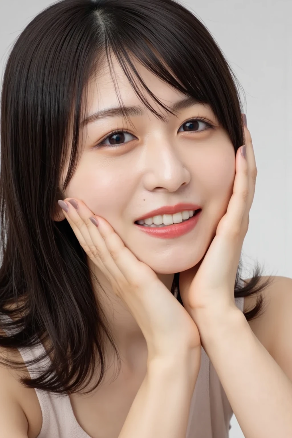 女性のface、 high image quality , chest , face、black hair、long hair - SeaArt AI