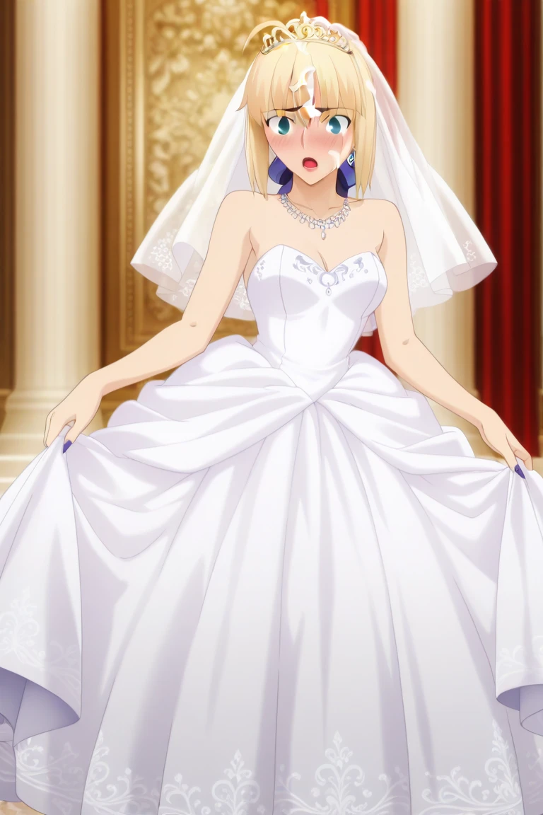 Saber, artoria pendragon, fate stay night, 1girl, (bride:1.2 - SeaArt AI