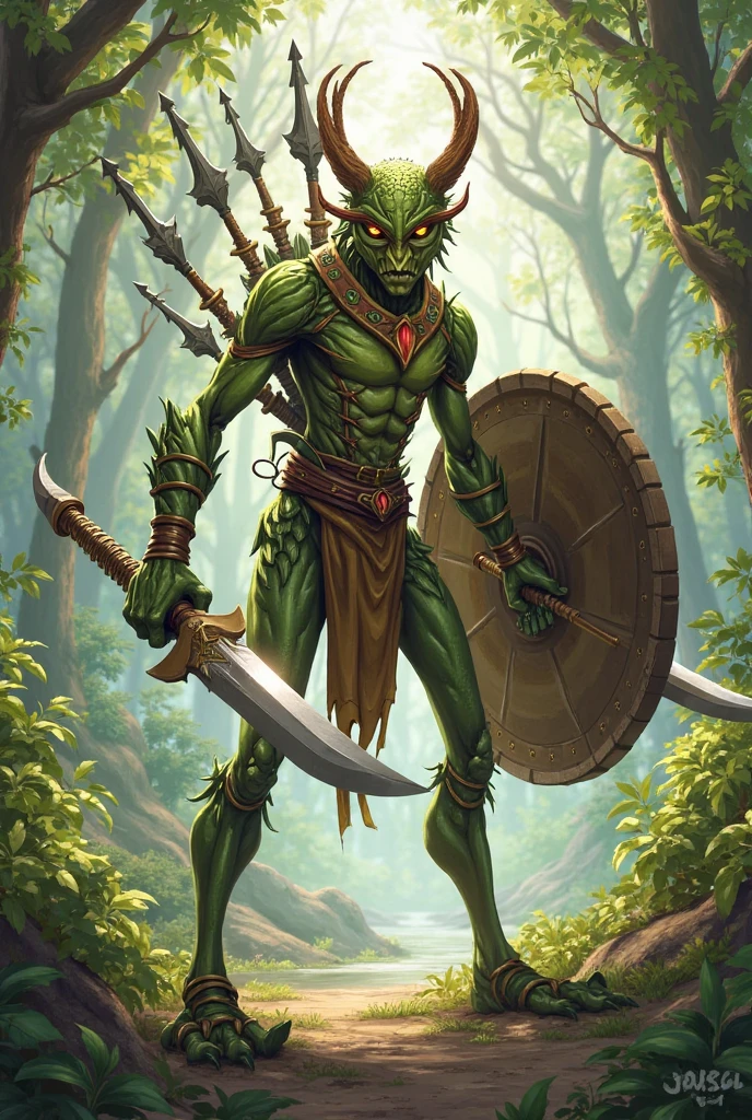 D&D Character, friendly Thri-kreen, Ranger, 4 arms, two normal arms ...