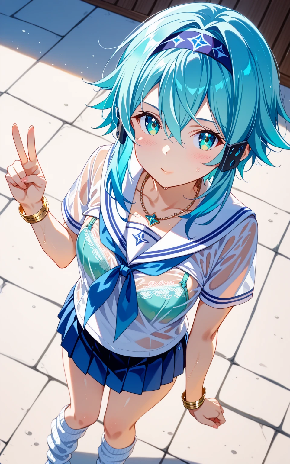 NSFW、source_anime、(SAO's sinon:1.15)、 aqua colored hair、Silky Hair ...