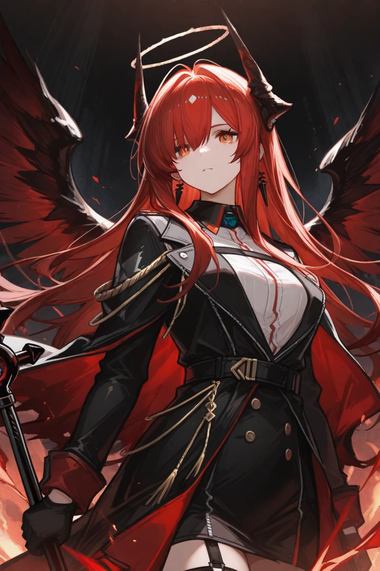 Arknights Style: Red Haired Fallen Angel - SeaArt AI