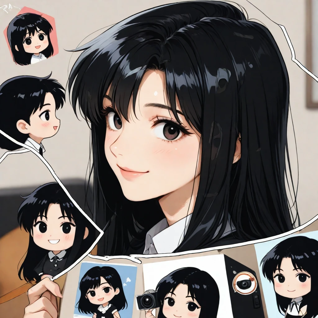 Profile picture chibi long black hair looking at the camera smiling ...