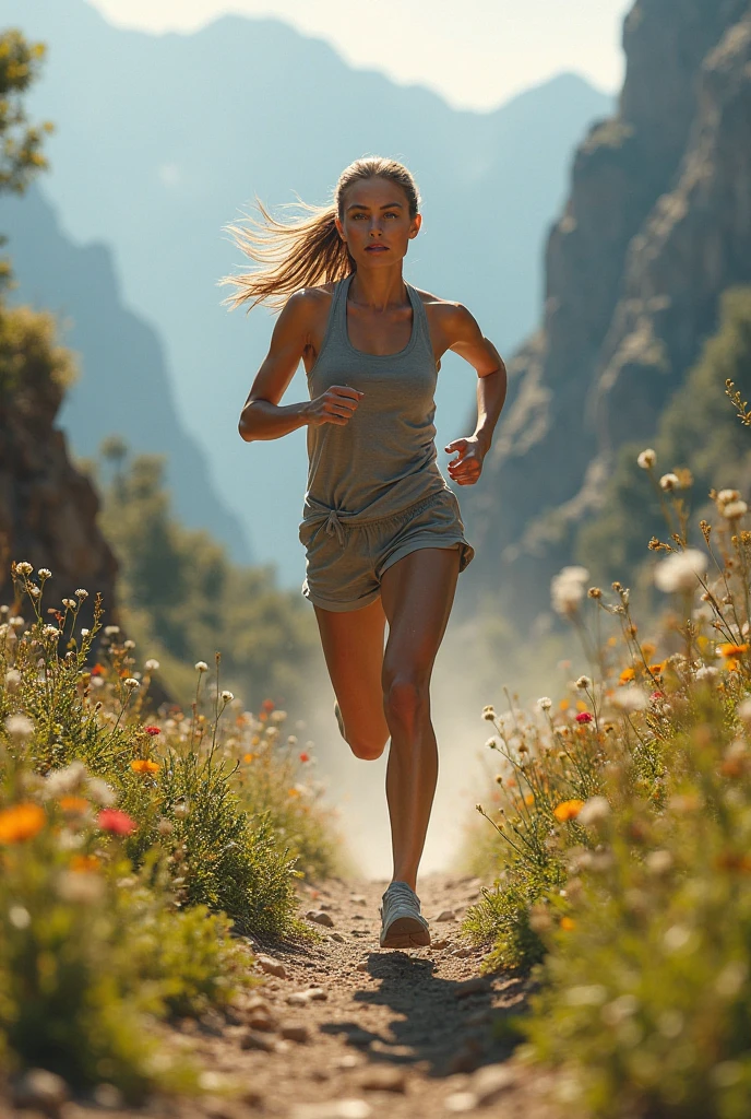 Woman running in a stunning scenary - SeaArt AI