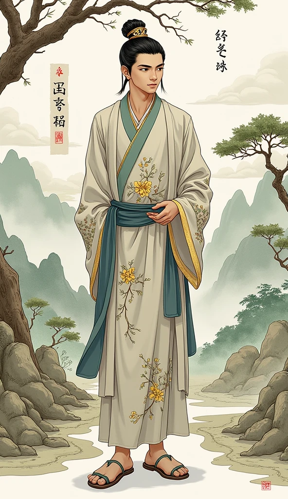 Chinese style male character model sheet - SeaArt AI