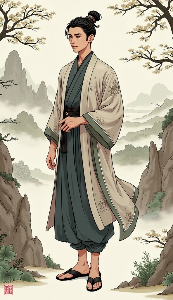 Chinese style male character model sheet - SeaArt AI