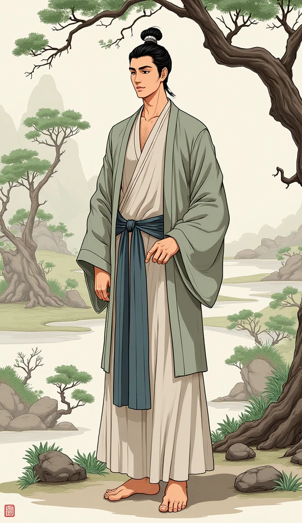 Chinese style male character model sheet - SeaArt AI