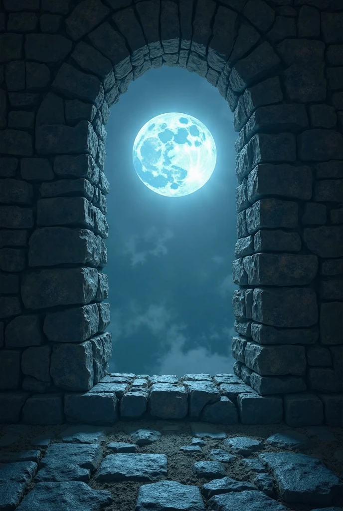 The moon in the sky is visible in the ceiling of the black dungeon ...