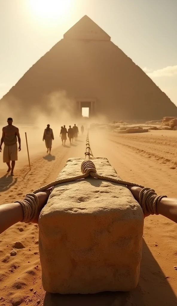 "First-person perspective of an ancient Egyptian worker pulling a ...