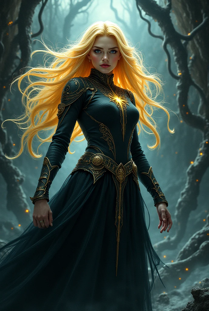 Super Powerful Blonde Woman, Sorceress, His power is the shadows ...