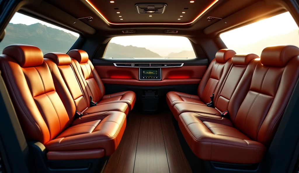 Mitsubishi limousine. Inside interior cabin view of the car interior ...