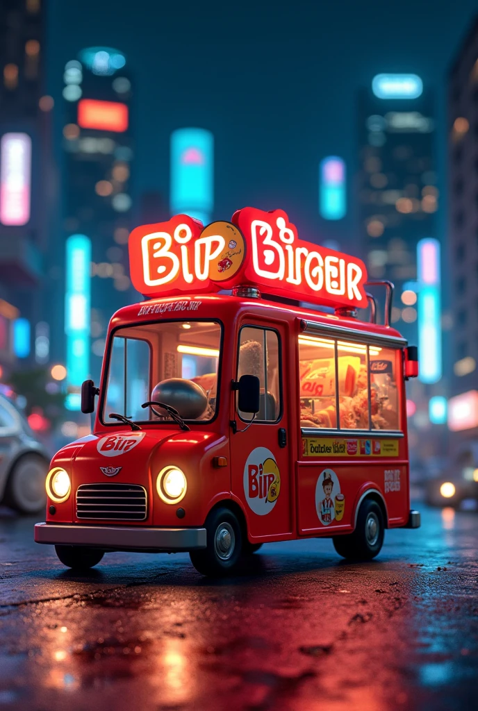 Fleyer camion de livraison de nuit qui sappelle bip bip burger 20h 6j 7 jour sur - SeaArt AI