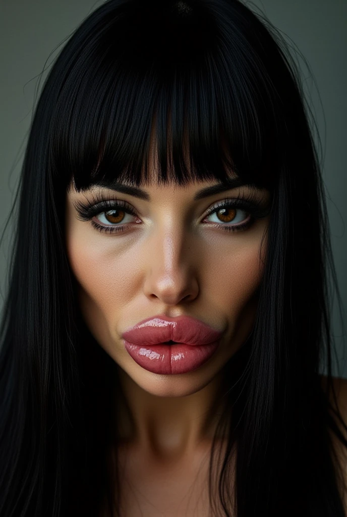 Gypsy, botox face, face lifting, black hair, straight hair, black eyes ...