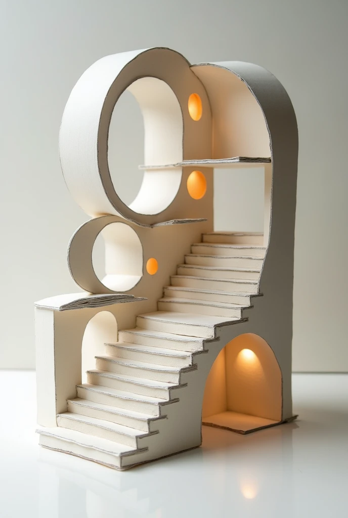 "An abstract architectural model on a small scale ( approximately 20x20 ...