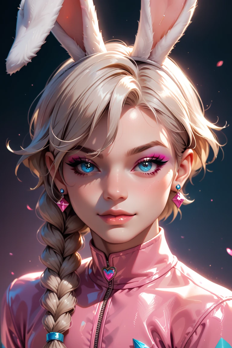 A young androgynous demi-human boy with long, white rabbit ears - SeaArt AI