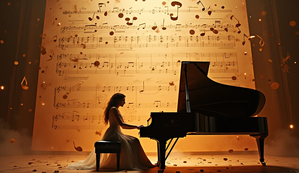 A YouTube thumbnail image depicting a playing the piano, with a large ...