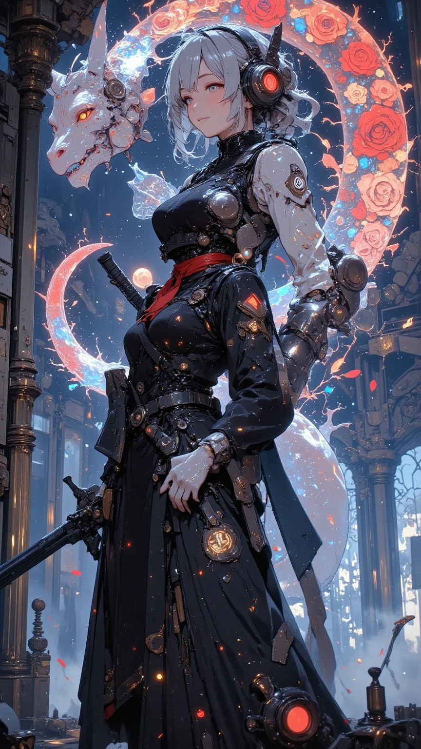 Breathtaking 8K resolution scene of a giant robot standing in a ...