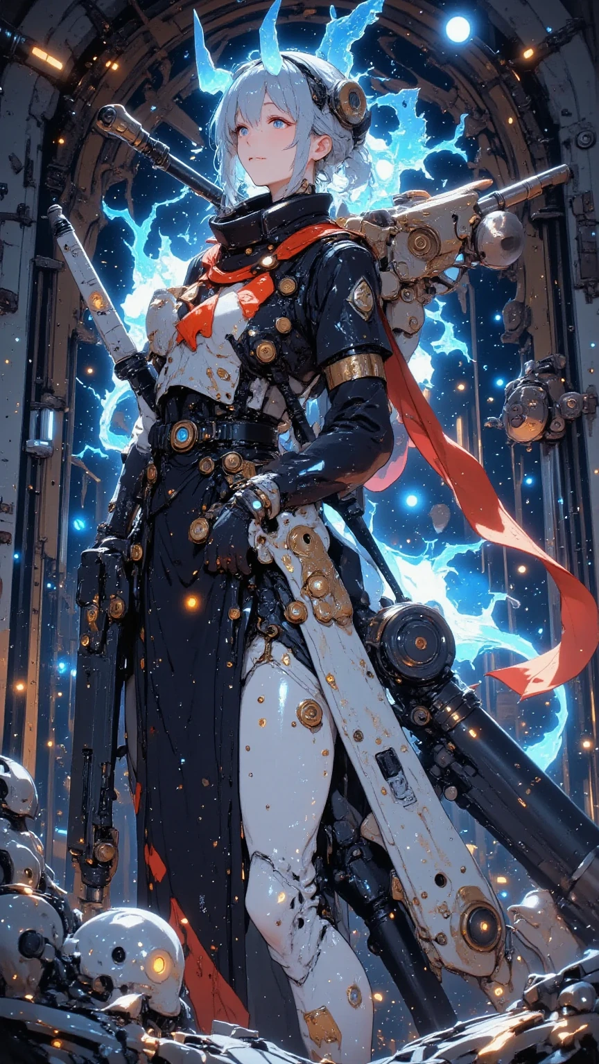 Breathtaking 8K resolution scene of a giant robot standing in a ...