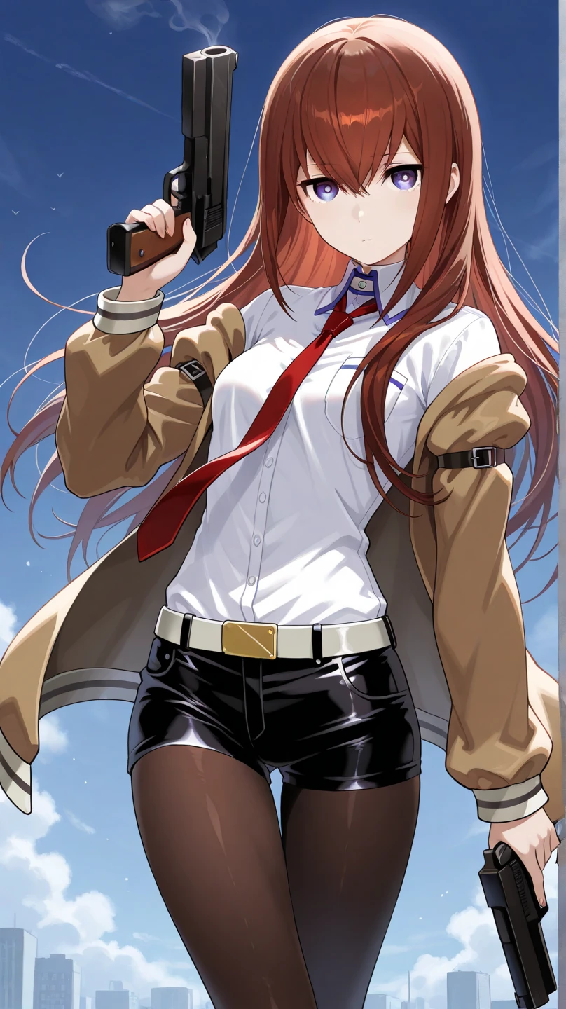 Makise Kurisu , gun - SeaArt AI