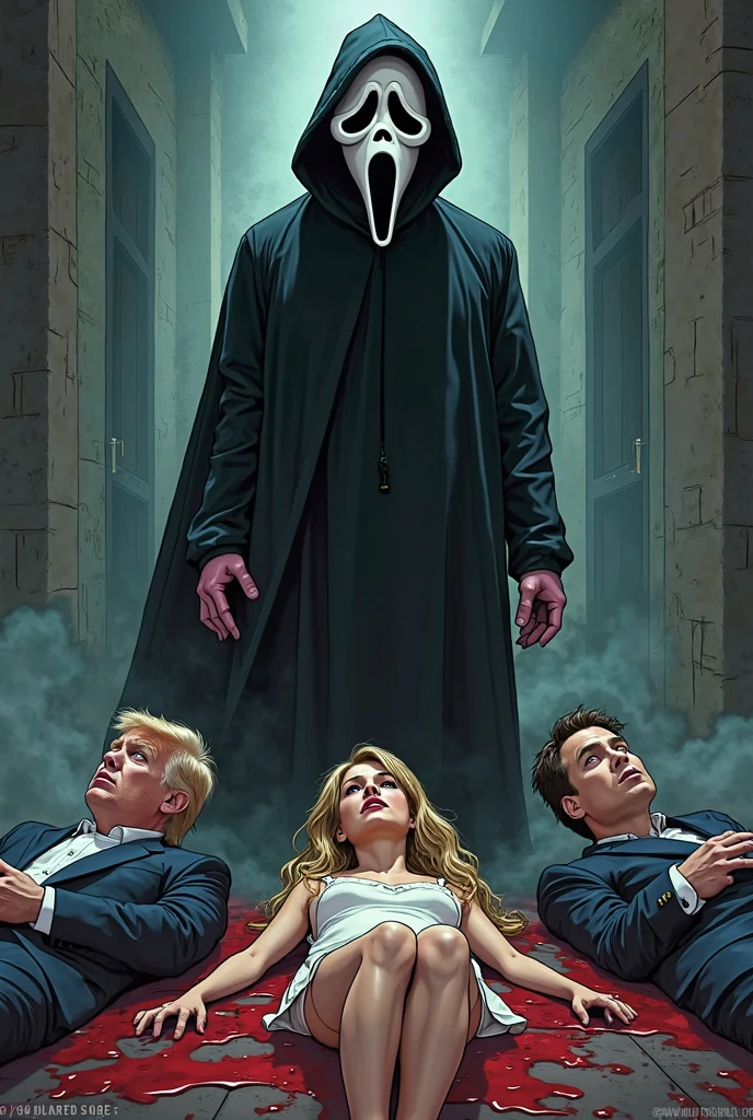 Ghostface from the horror movie scream Donald Trump and Elon musk ...