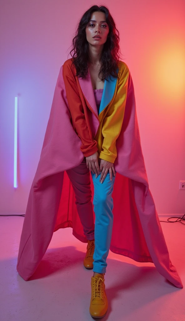 Makeup model posing in an ironic, diva-like manner in a color - SeaArt AI