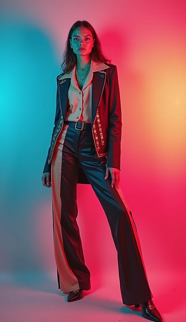 Makeup model posing in an ironic, diva-like manner in a color - SeaArt AI