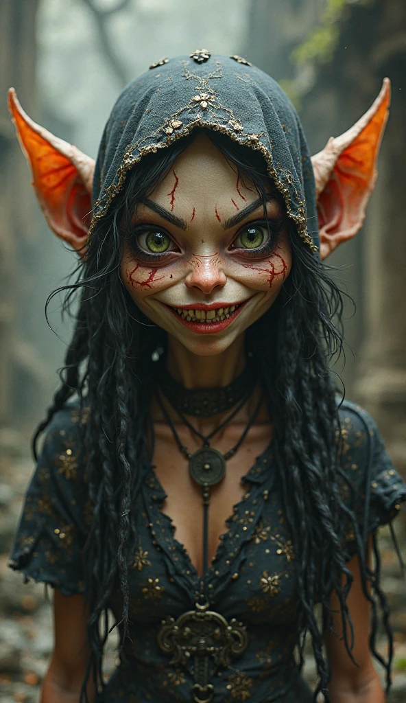 Solo, petite goblin woman, shortstack, lecherous gaze and smirk - SeaArt AI