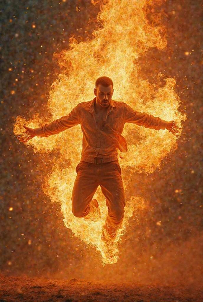 A man swinging on fire in a dancing state - SeaArt AI