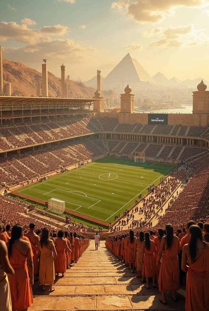 Football stadium in Alexandria in ancient Egypt seen from the reserve ...