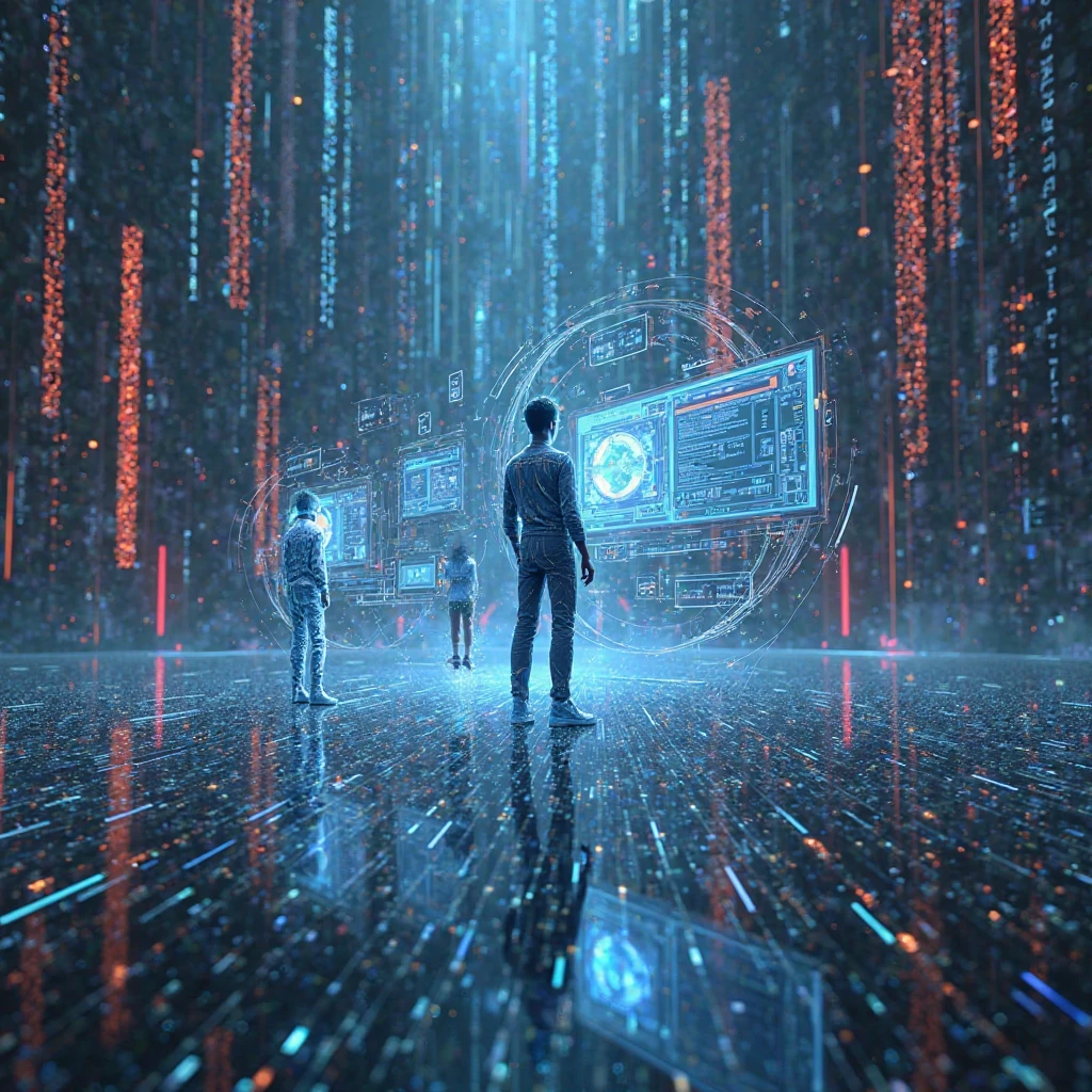 I want an image that encompasses the digital world with computer tools ...