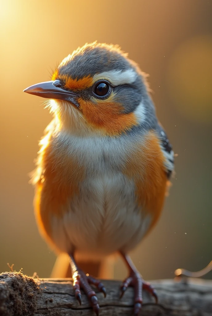 A mesmerizing close-up portrait of a gorgeous little bird illuminated ...