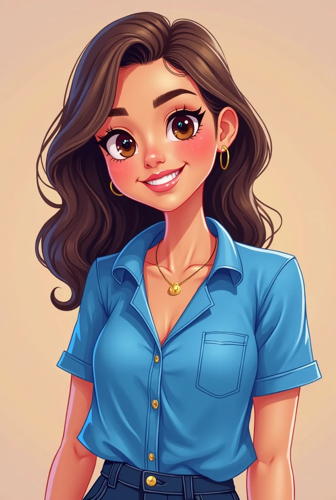Create a female cartoon avatar for Instagram blue blouse - SeaArt AI