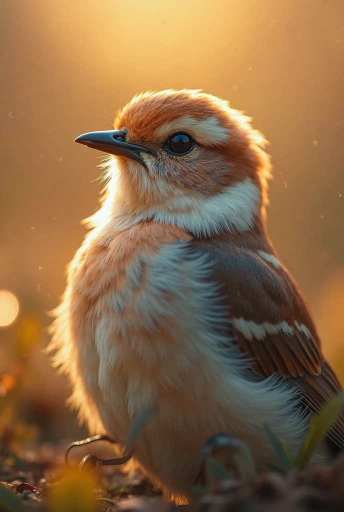 A mesmerizing close-up portrait of a gorgeous little bird illuminated ...