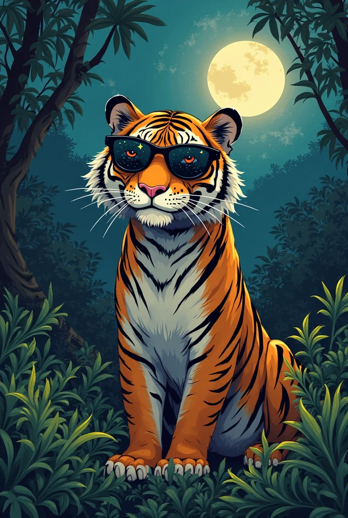 The model is wearing glass sunglasses with starPrompt: "A clever and ...