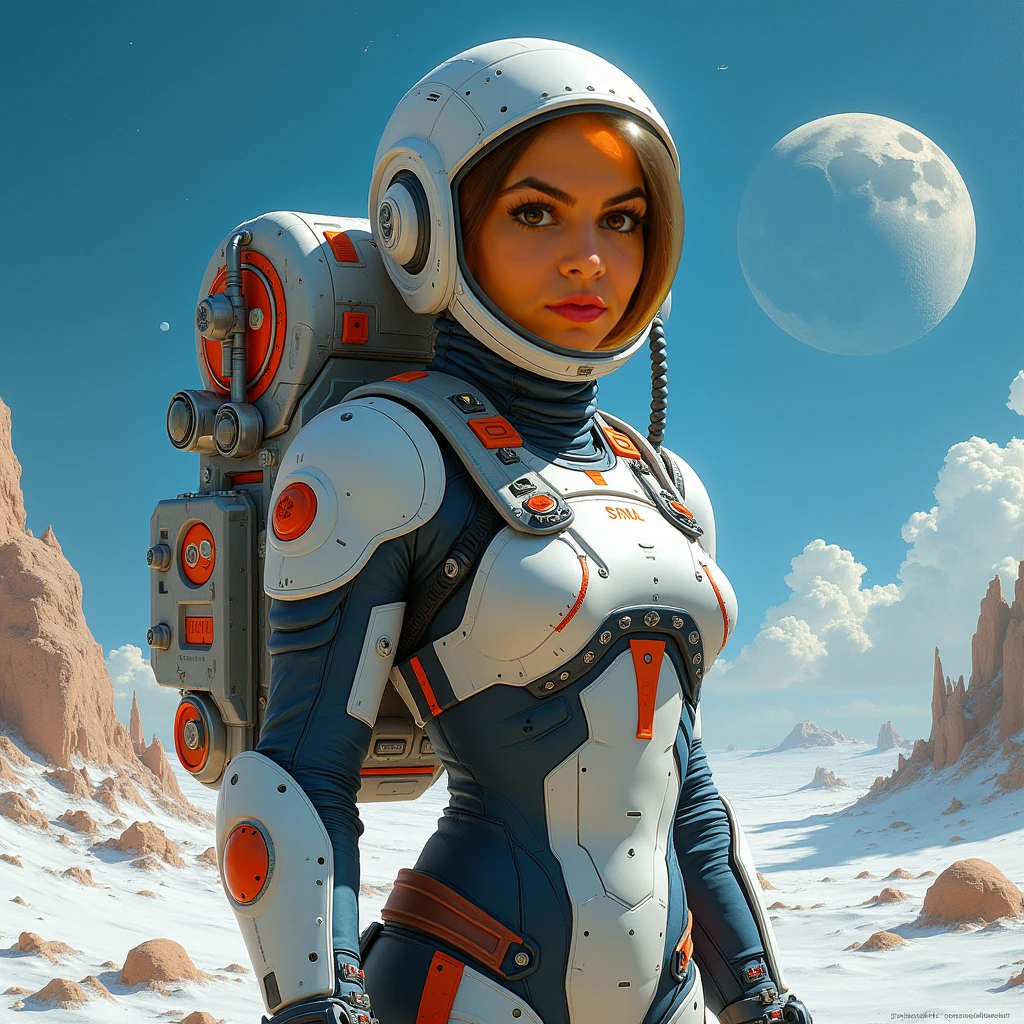 Create an oil painting of the future explorer . The researcher must be ...