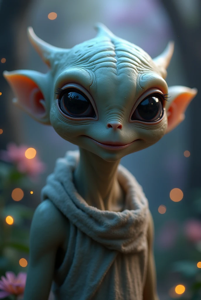 Create a hyperrealistic image of a friendly and serene alien - SeaArt AI