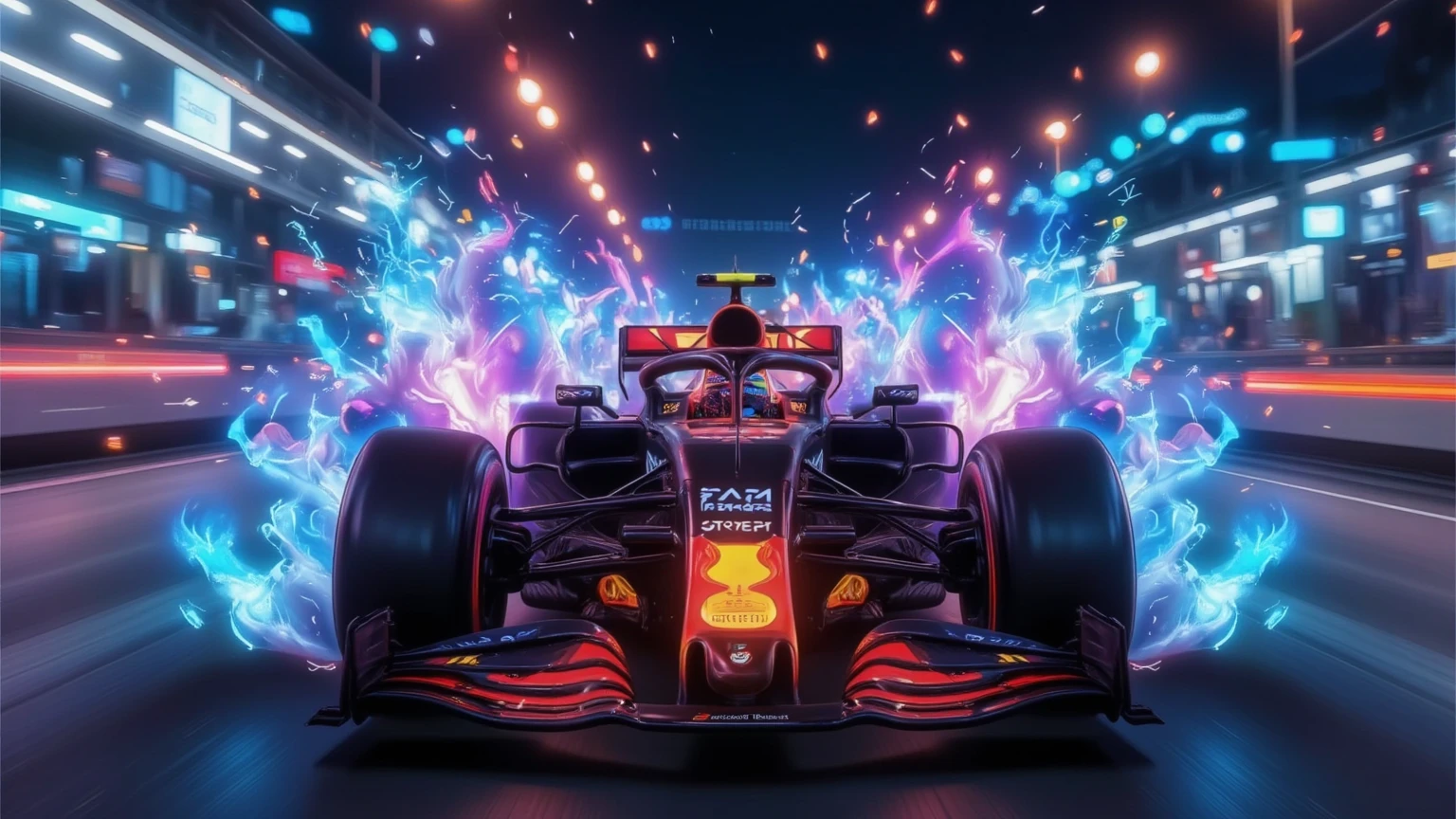 Formula One Grand Prix、backfire、Neon Light Rut High Quality 8K ...